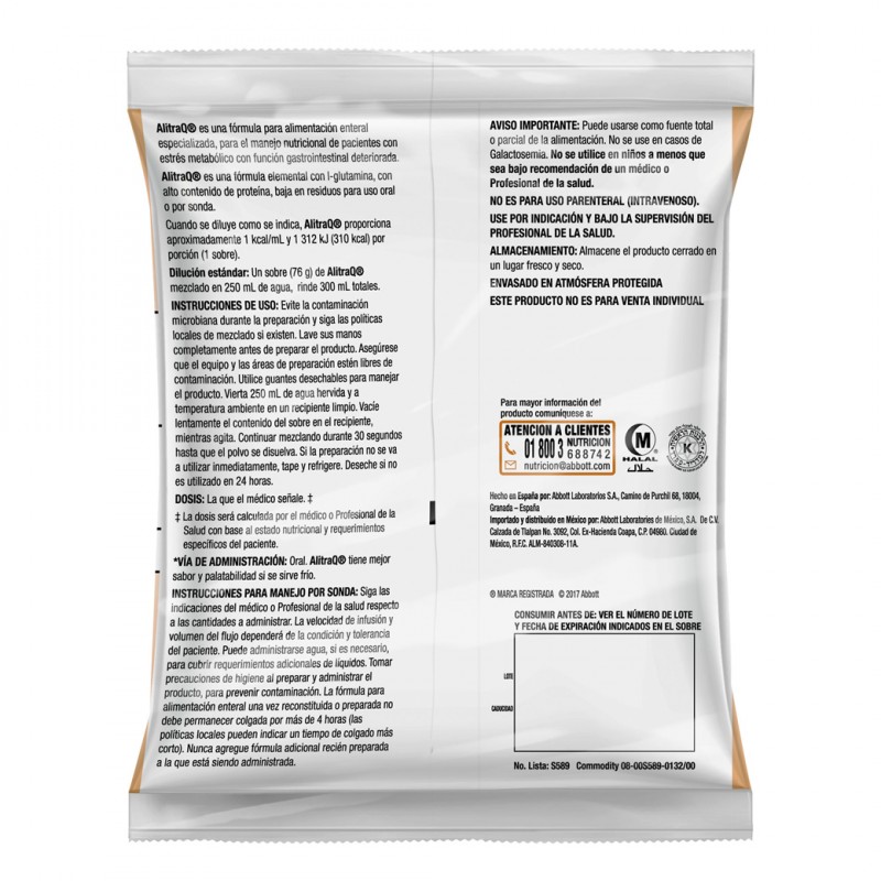 Alitraq 76 g Con 6 Sobres Sabor Vainilla