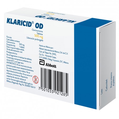 Compra Klaricid OD 500 mg Caja Con 10 Tabletas RX2 en Abbott Tienda Mx